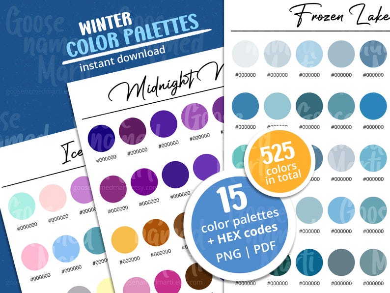 Seasonal Winter Color Palettes, Various Color Schemes, Color Chart, HEX ...