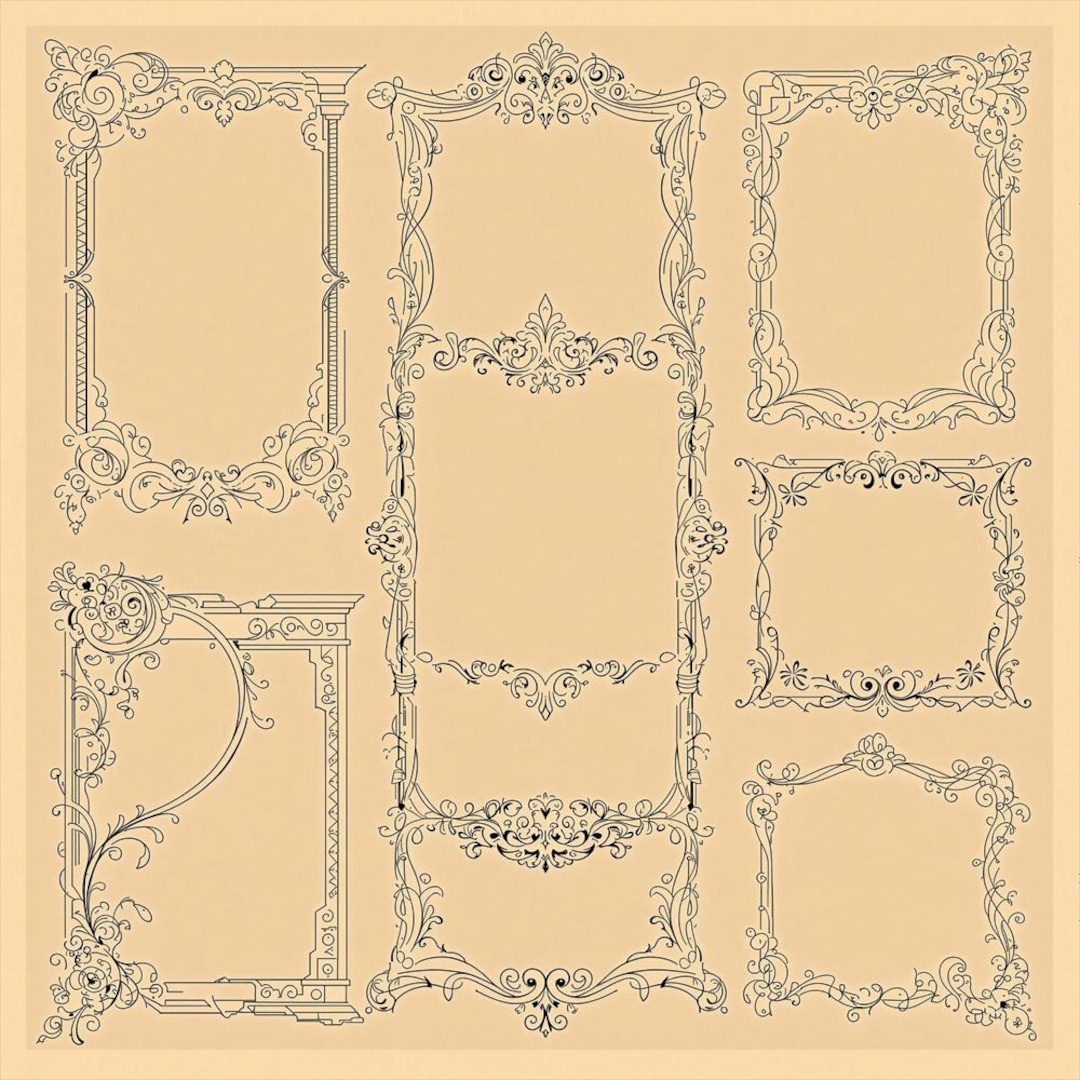 Vintage Ornate Frame Clip Art, Elegant Border Design, Instant Download ...