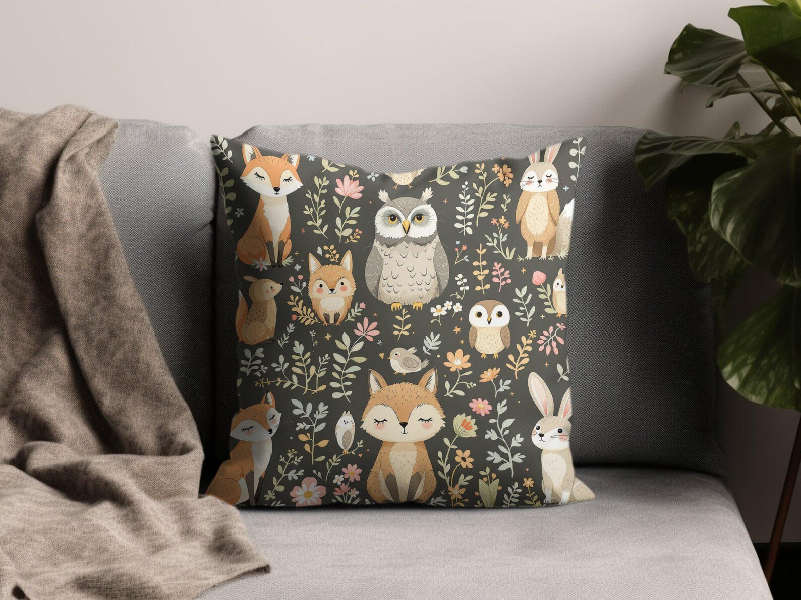 Cute Woodland Animals Clip Art Fox Owl Rabbit Forest Friends Digital ...