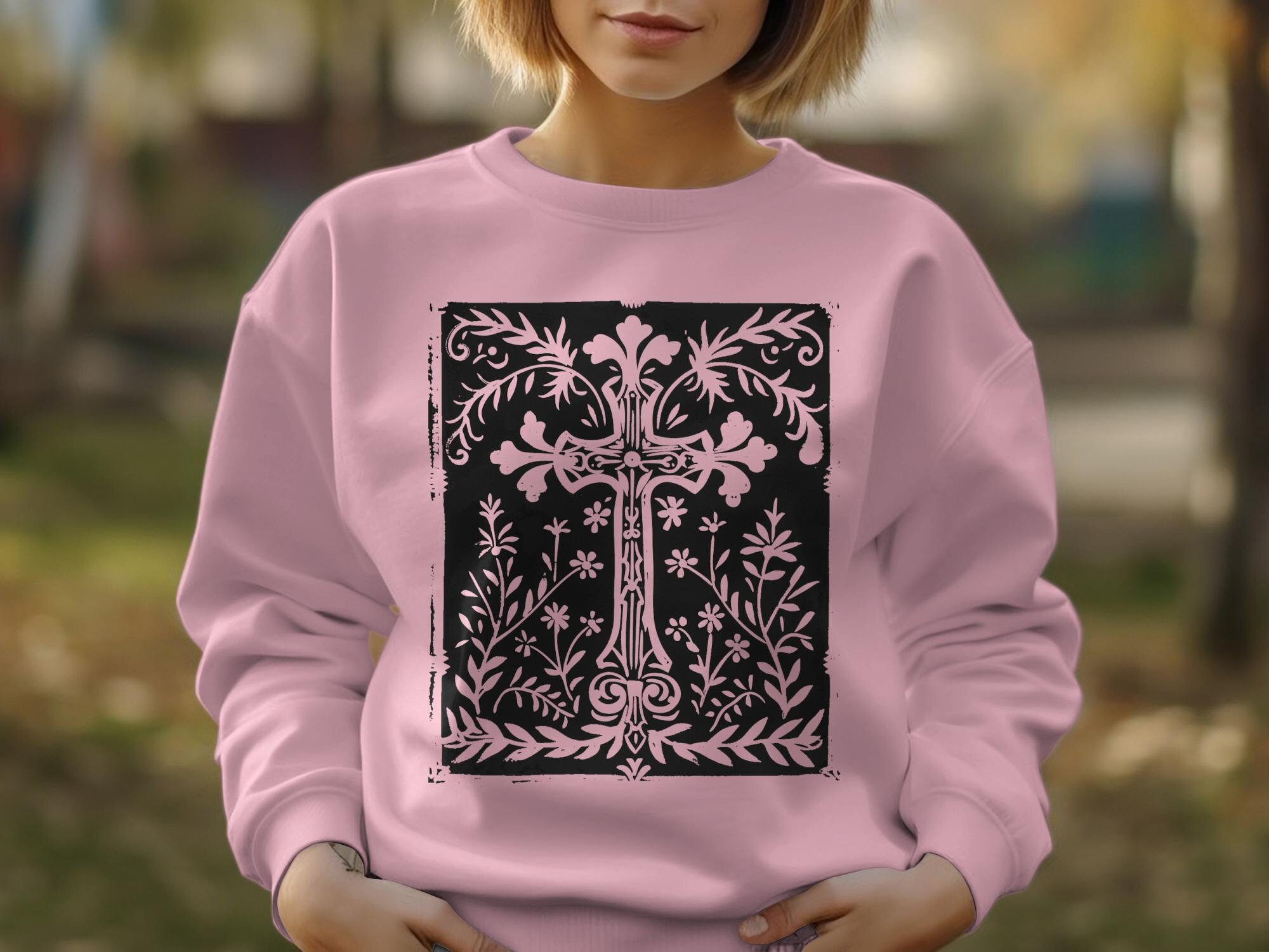 Christian Art Celtic Cross Linocut Print Sweatshirt, Unisex, Perfect ...