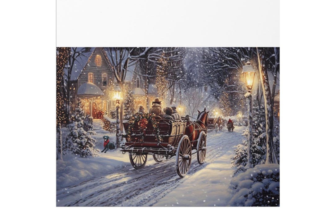 Personalized Vintage Quaint Christmas Greeting Card Horse Carriage ...