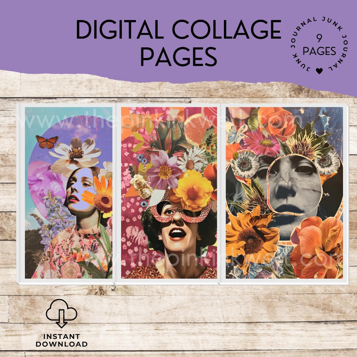Modern Woman Digital Collage Pages Bundle Kit Bonus Unlimited Use ...