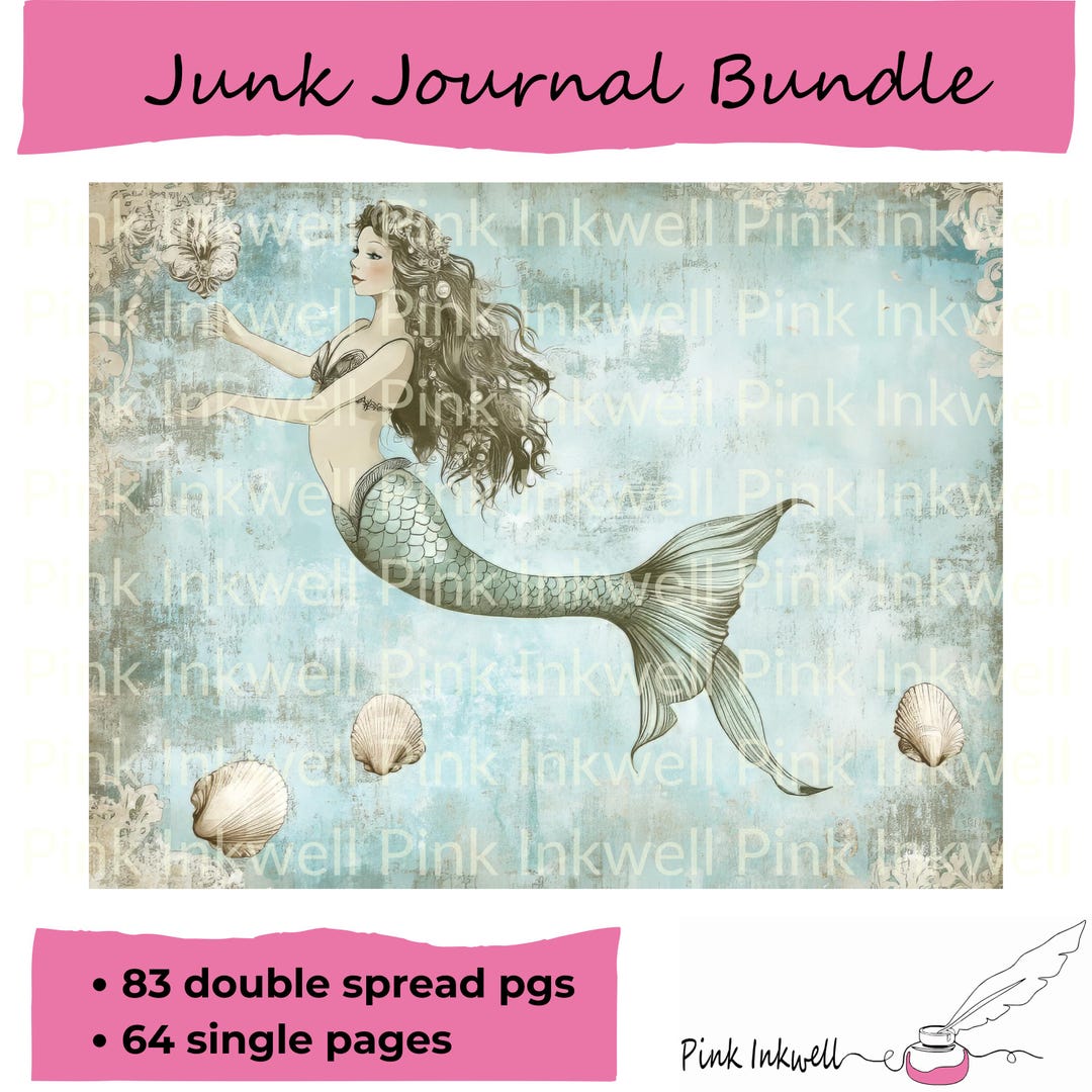 Mermaid Junk Journal Mega Bundle Journaling Scrapbook Scrapbooking ...