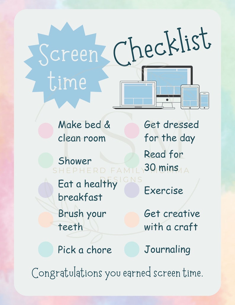 Before Screen Time Checklist, Morning Routine Check List,toddler ...