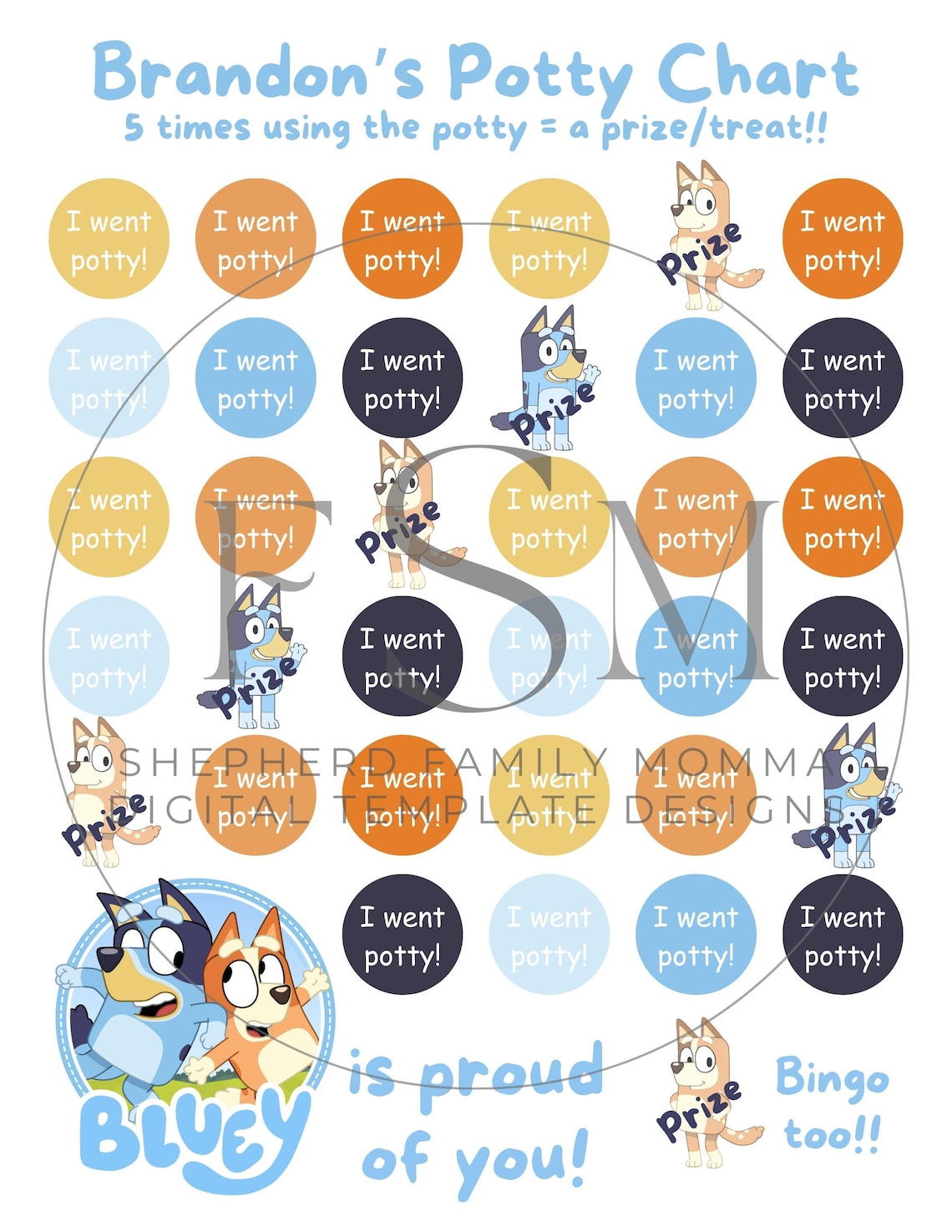 Potty Training Chart, Bluey Themed Potty Training Chart - Etsy