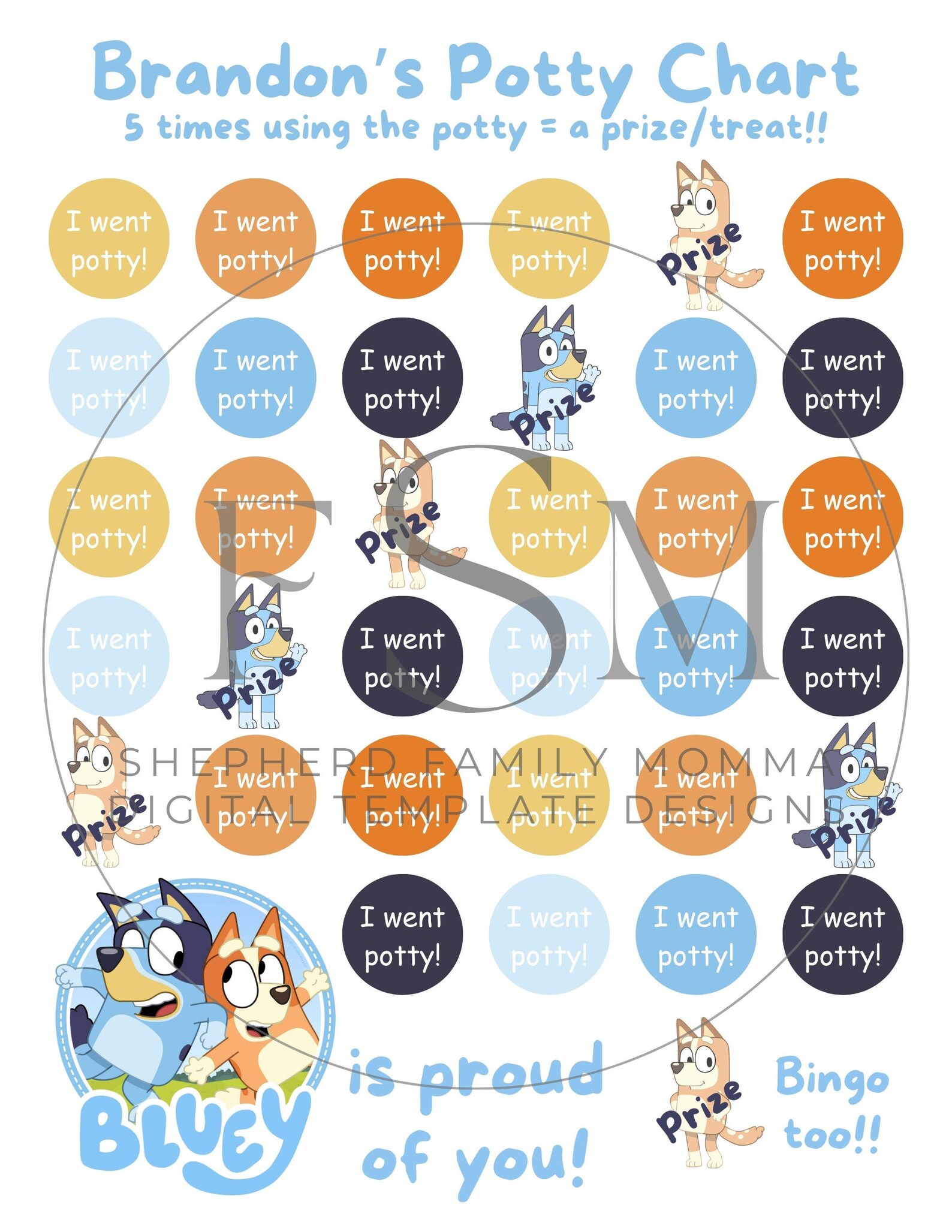 Bluey Potty Training Chart, Bluey Sticker Chart - Etsy