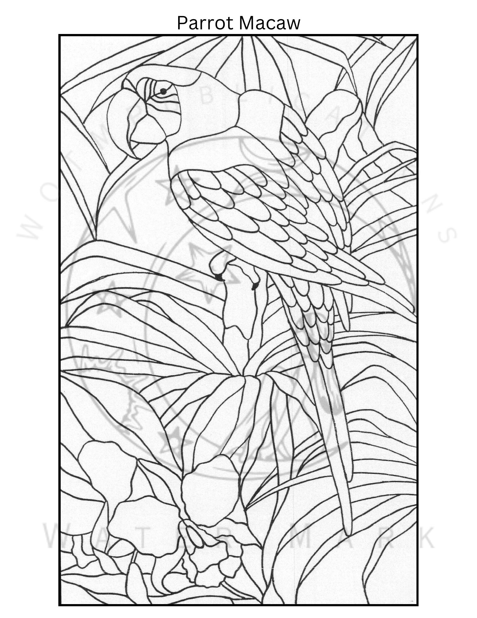 Stained Glass Pattern: Parrot Macaw, Wotmpublication, Parrot Pattern ...