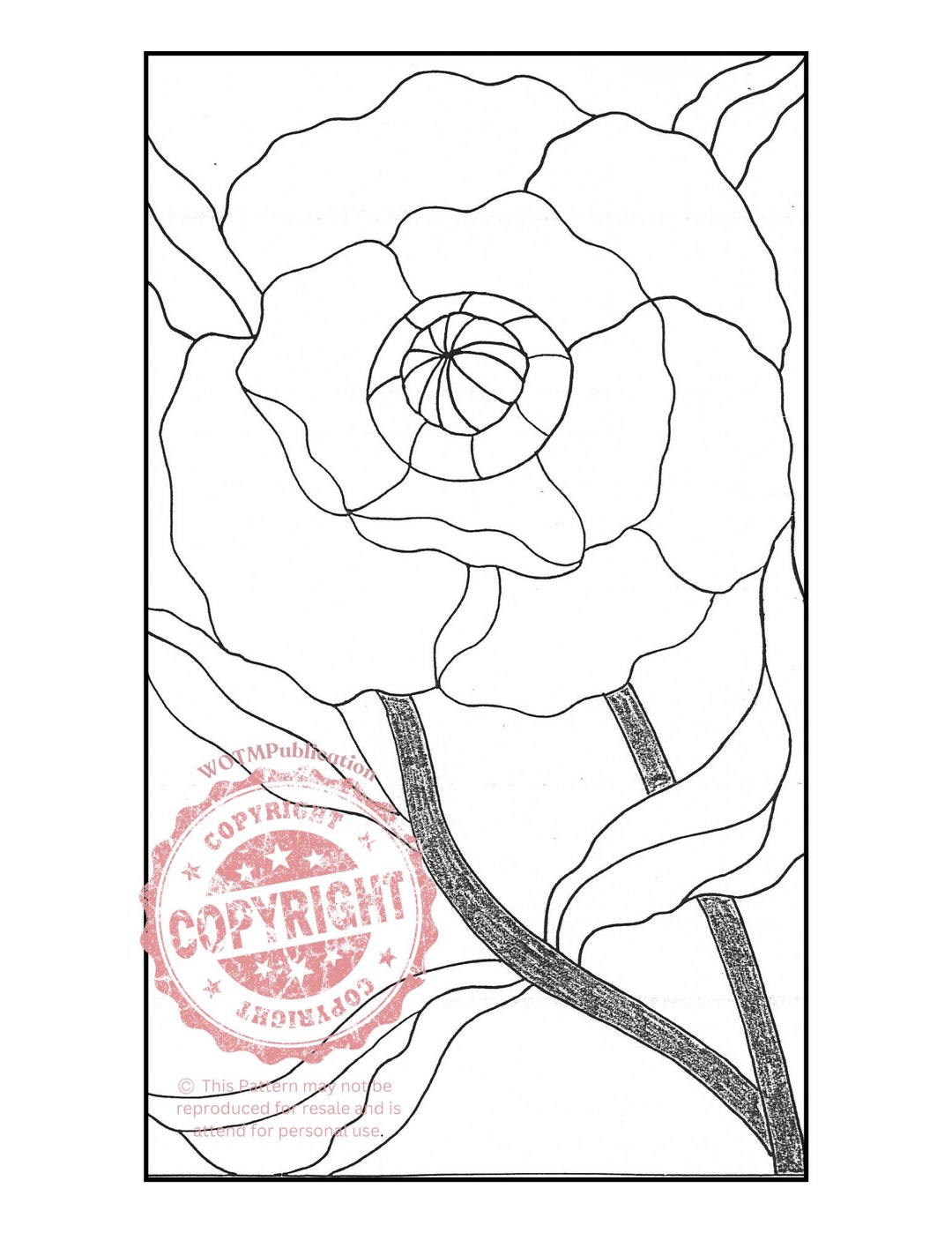 Stained Glass Poppy Flower Pattern, Digital Download, Full Size Pattern ...