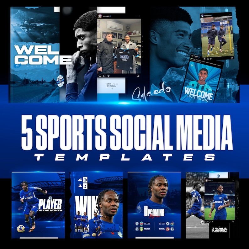 Sports Social Media Templates, Customizable Photoshop Graphics (PDF) - Etsy
