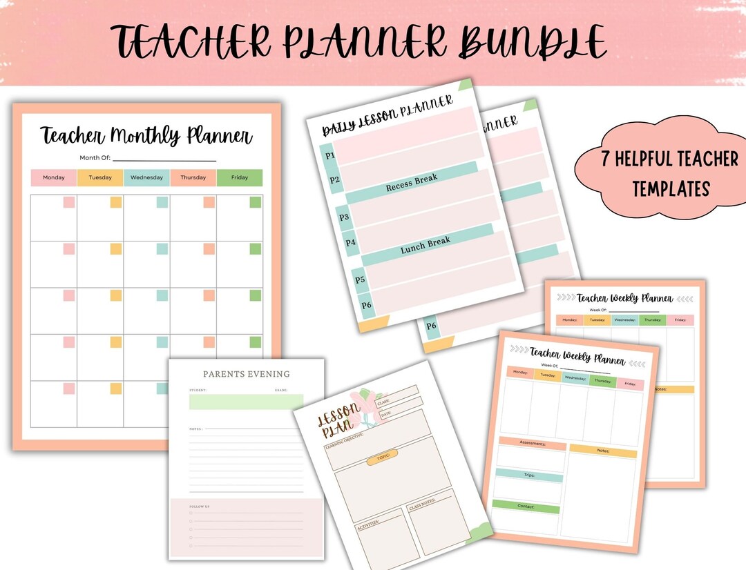 Teacher Planner, Lesson Plan Printable, Weekly Planner, Teacher Bundle ...
