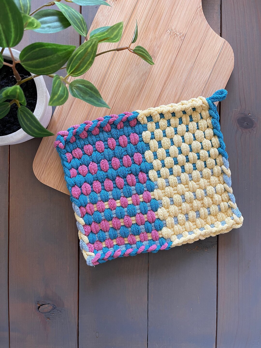 Handmade Loom Woven Potholder Trivet, Oven Mitt, Hot Pad, Kitchen Decor ...