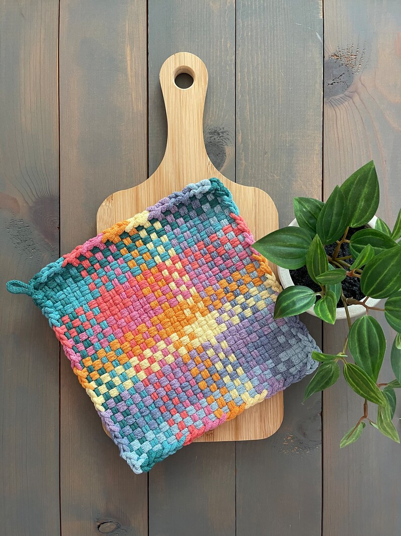 Handmade Large Loom Woven Potholder - Oven Mitt, Hot Pad, Kitchen ...