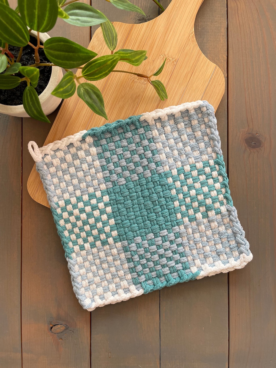 Handmade Large Loom Woven Potholder - Trivet, Oven Mitt, Hot Pad ...