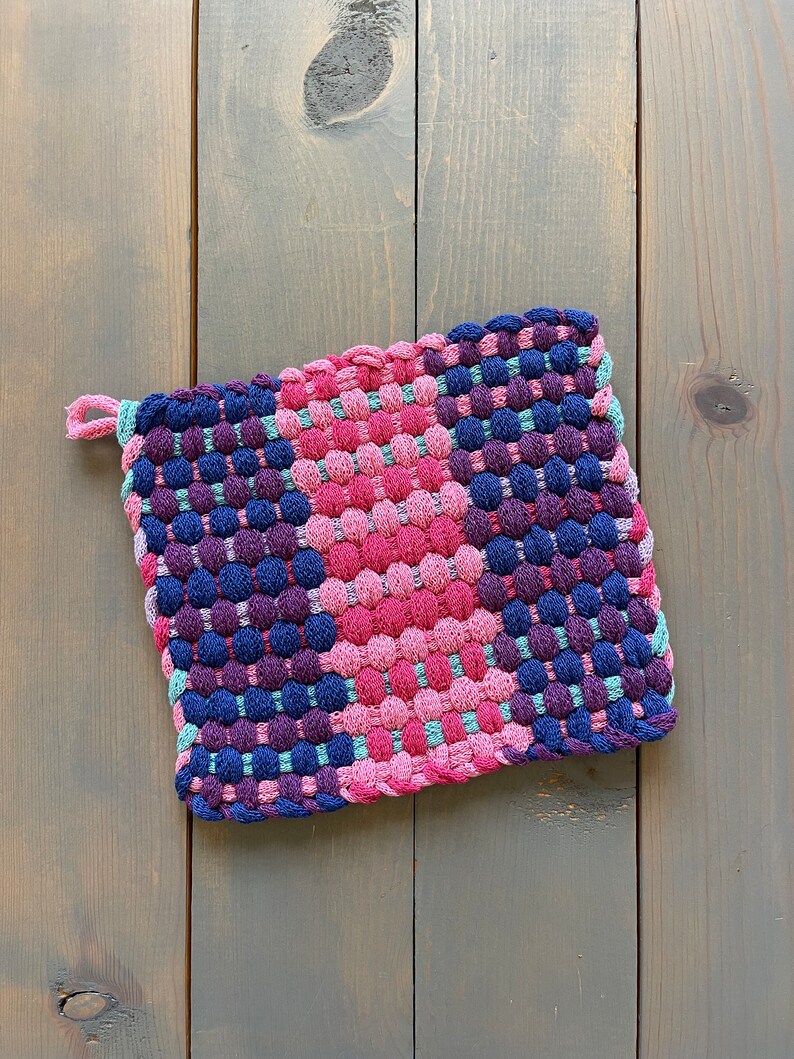 Handmade Loom Woven Potholder Trivet, Oven Mitt, Hot Pad, Kitchen Decor ...