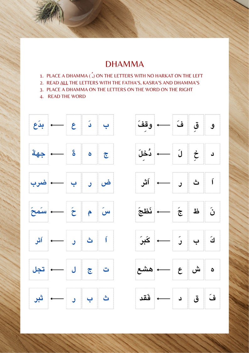 Arabic Letter Dhamma Worksheets, Qaida 2 Activity Worksheets, Helping ...
