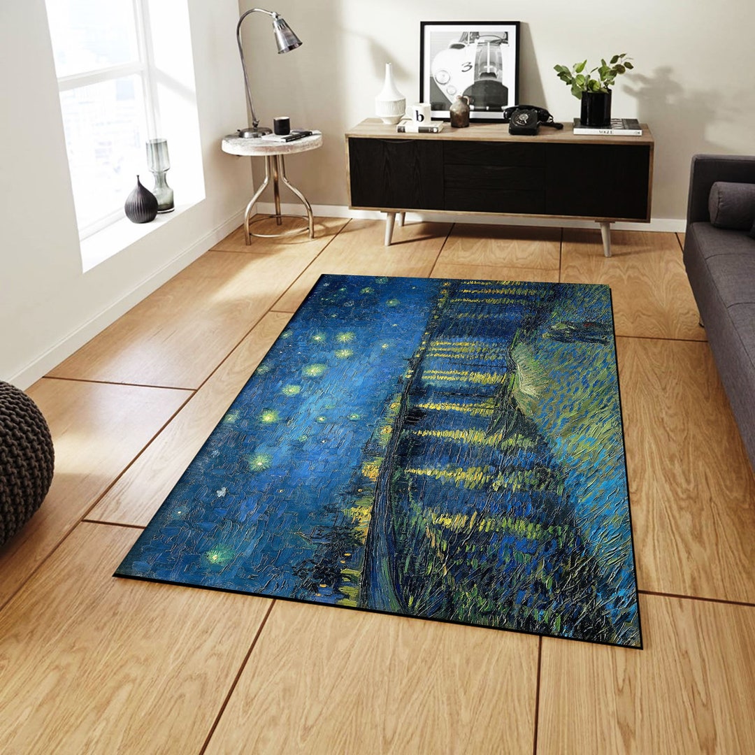 Vincent Van Gogh Starry Night Over the Rhône Rug,artwork Theme Rug ...
