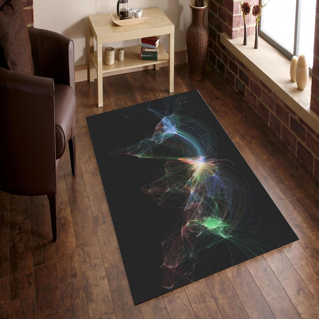Night Flight Routes Rug,map Themed Rug,living Room Rug,kids Room Rug ...