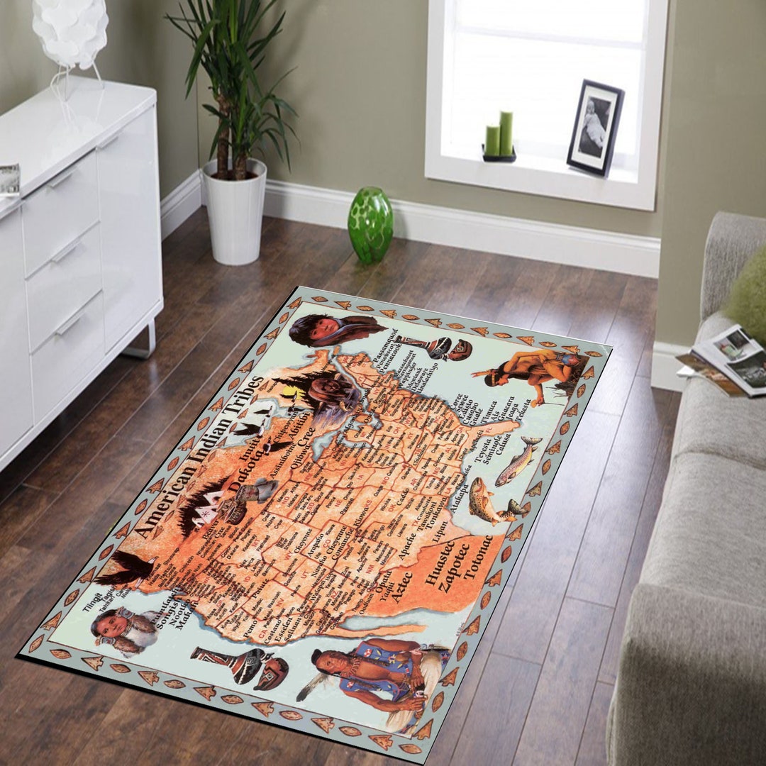 Tribes Map Rug,map Themed Rug,living Room Rug, Kids Room Rug,map ...