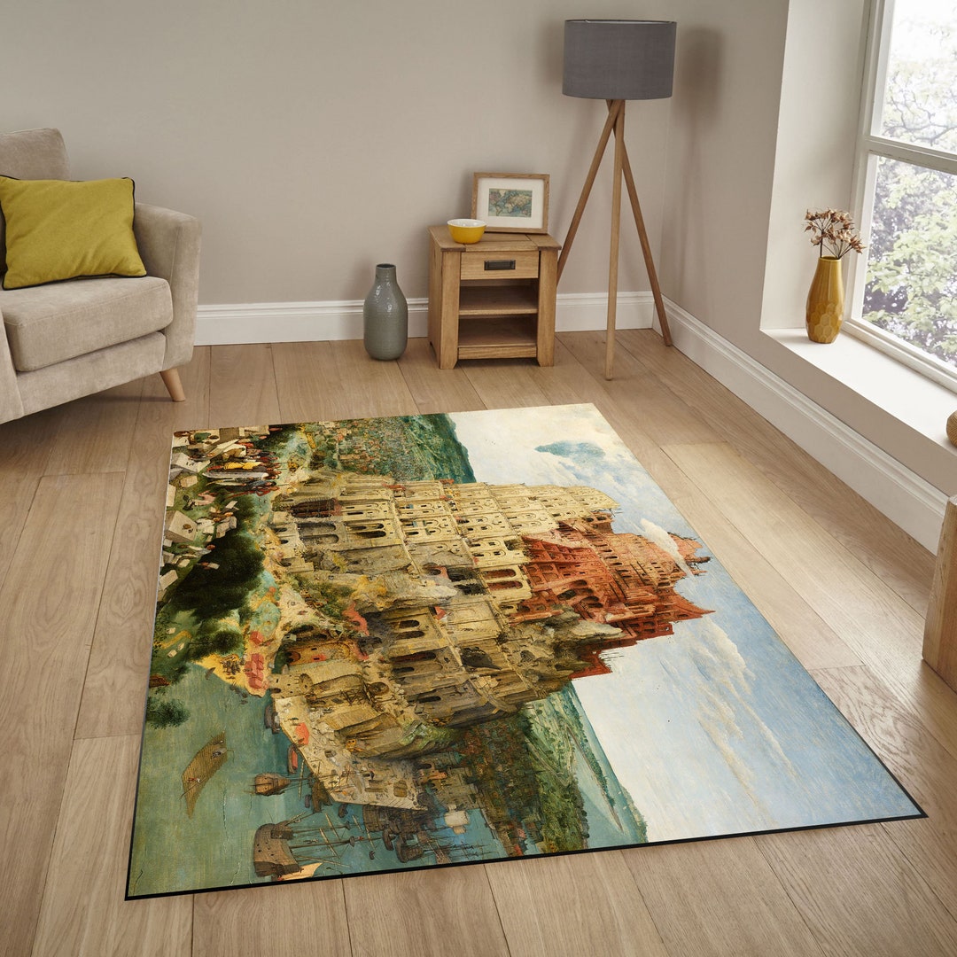 Tower of Babel by Bruegel Rug,artwork Theme Rug,living Room Rug,kids ...