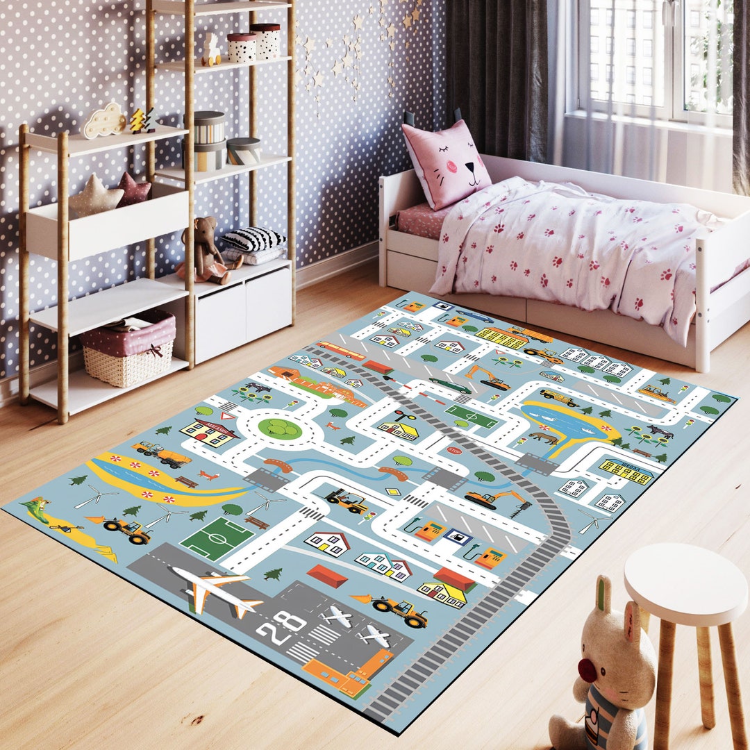 Cute City Map Rug,funny Theme Rug,living Room Rug, Kids Room Rug,good ...