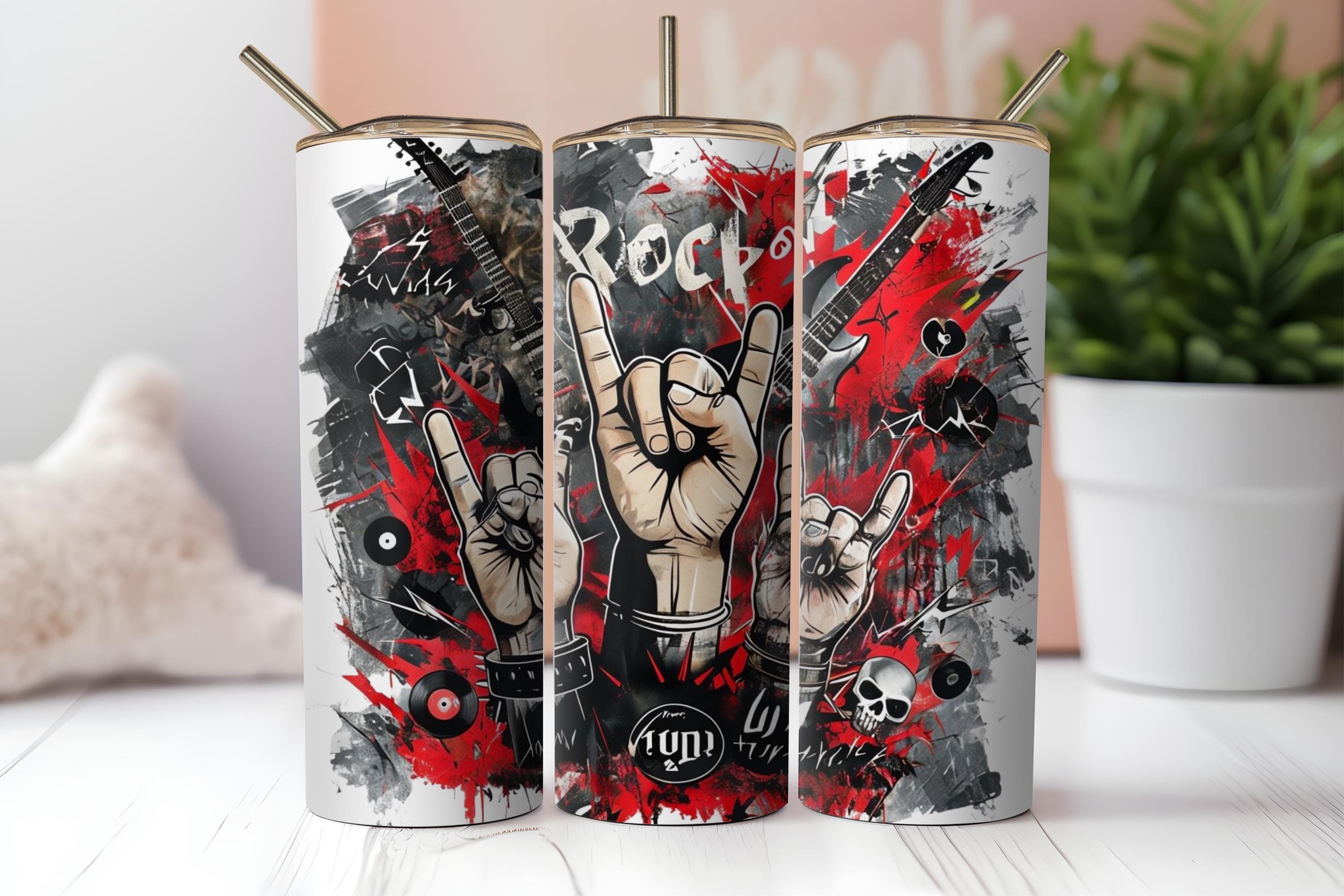 Rock Band Tumbler Wrap PNG: Heavy Metal Sublimation Design (digital ...