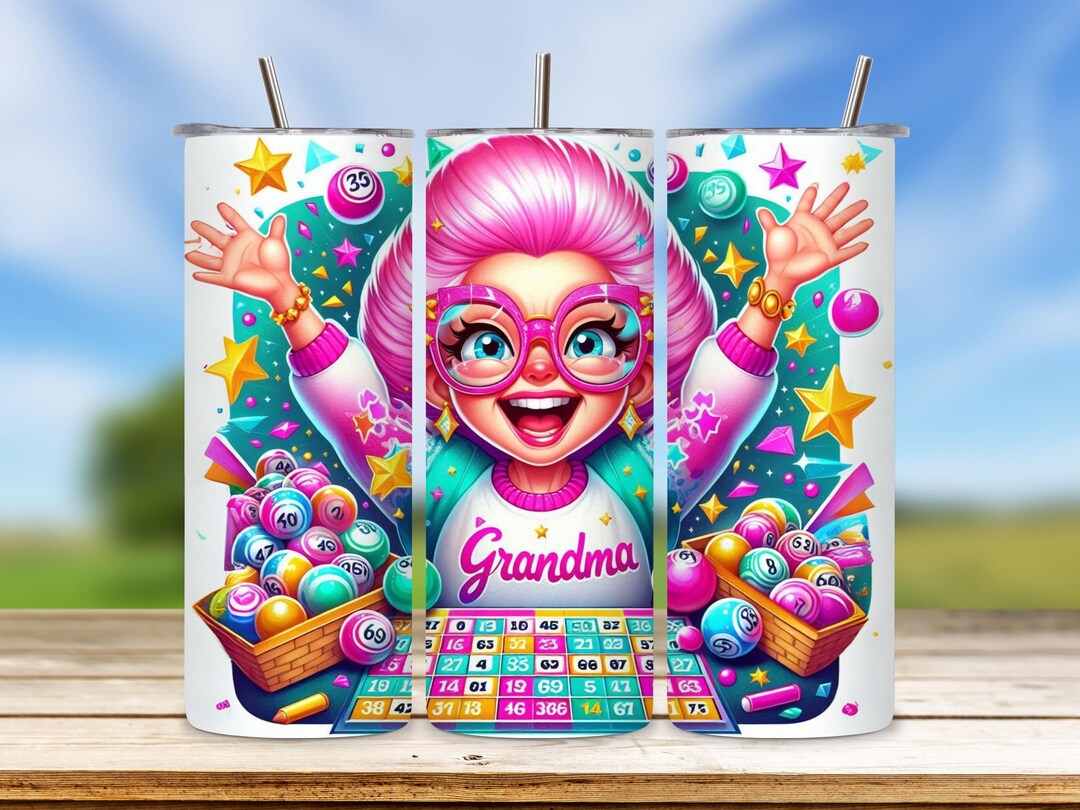 Bingo Grandma 20oz Tumbler Wrap: Sublimation Game Design (digital ...
