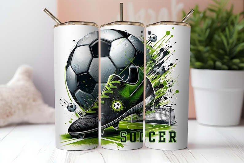 Soccer Tumbler Design: Ball, Cleats, Goal (20oz PNG Digital Download ...