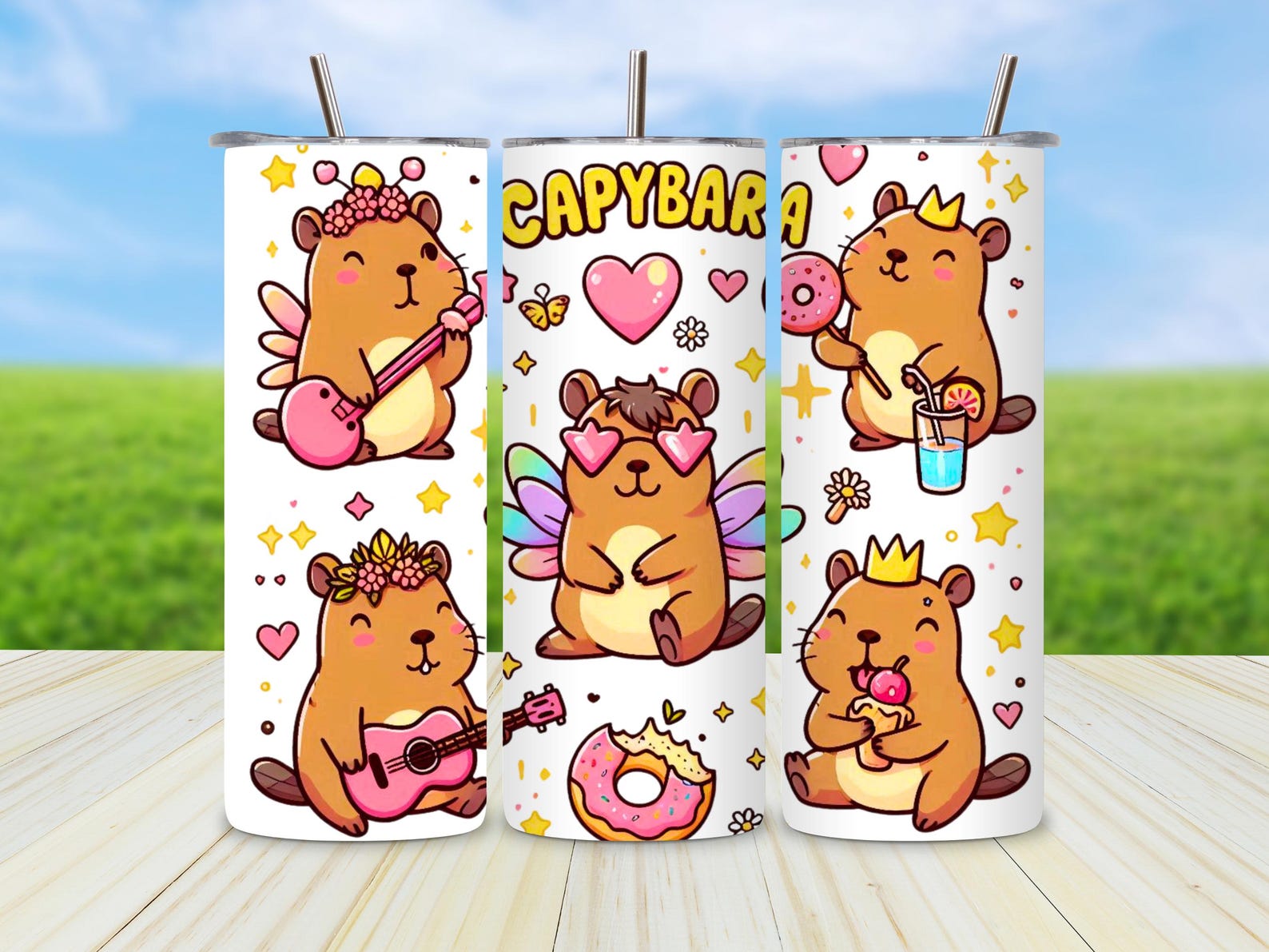 Cute Capybara Tumbler Wrap PNG, Sublimation Design (digital Download ...