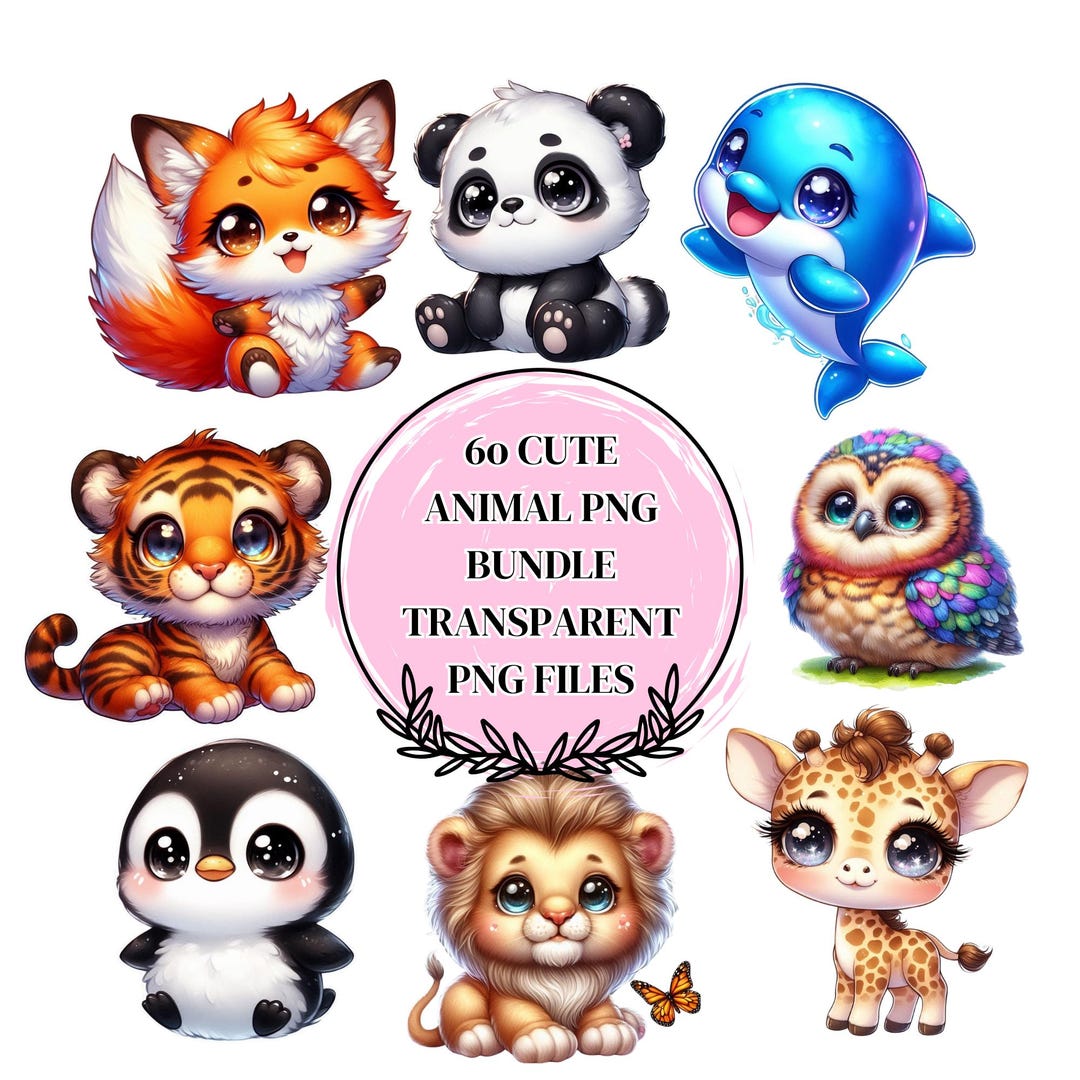 Watercolor Baby Animals PNG, Cute Animal Clipart Bundle, Nursery Print ...