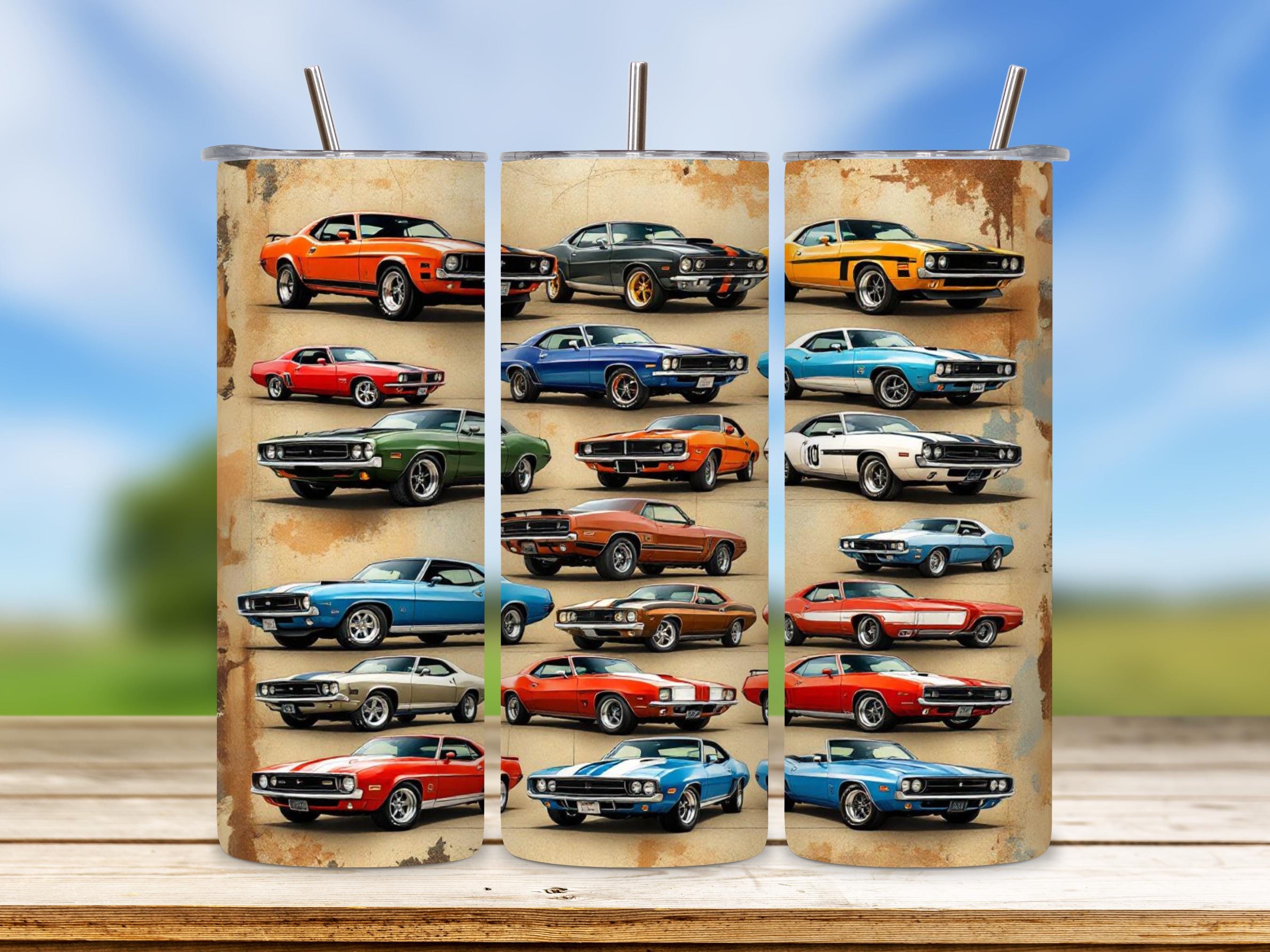 Muscle Car Tumbler Wrap, Vintage Car Design, Straight and Tapered Wrap ...