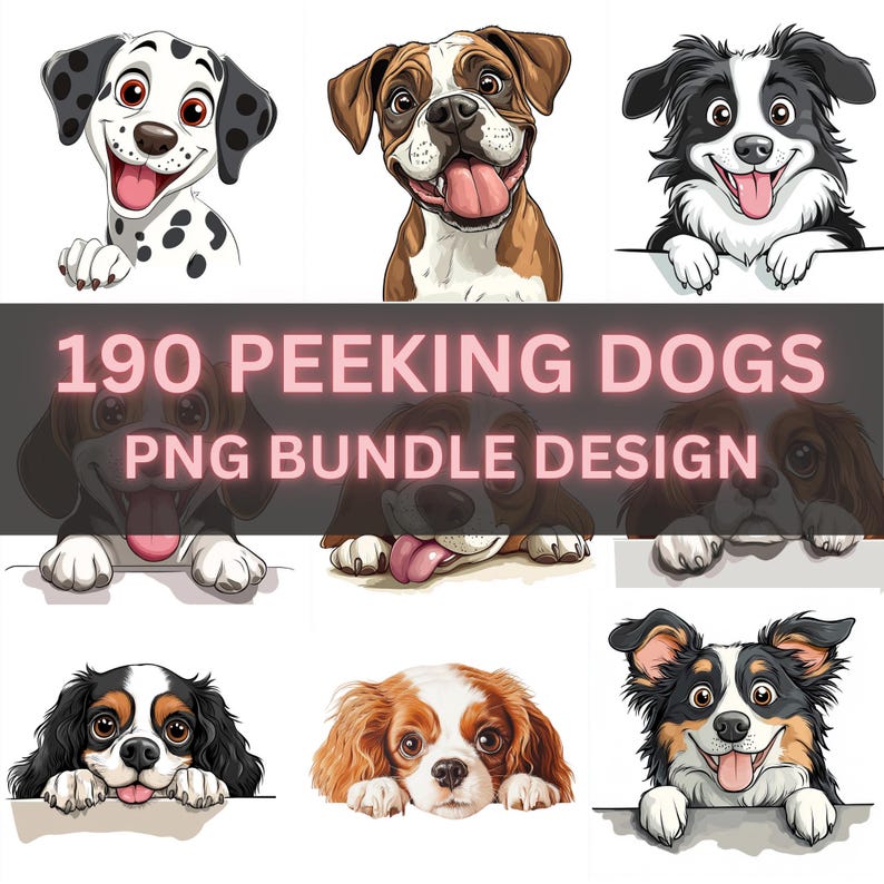 Peeking Dog Clipart Bundle, Dog Face Png Peeking Dogs, Cute Canine ...