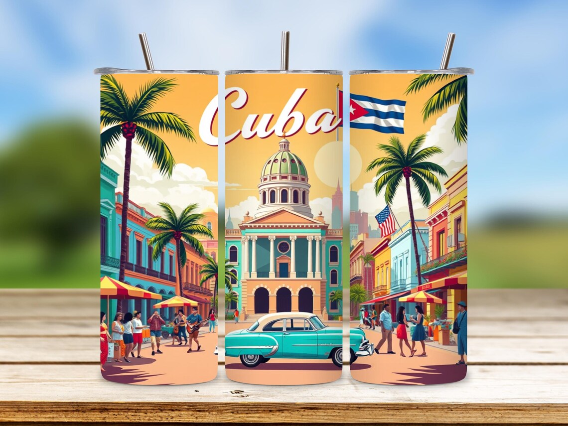 Cuba Flag Tumbler Wrap: 20oz Skinny Sublimation Design (PNG Digital ...
