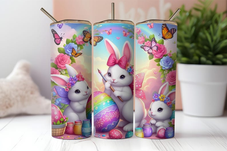 Easter Bunny Tumbler Wrap PNG: 20 Oz Skinny Sublimation (digital ...