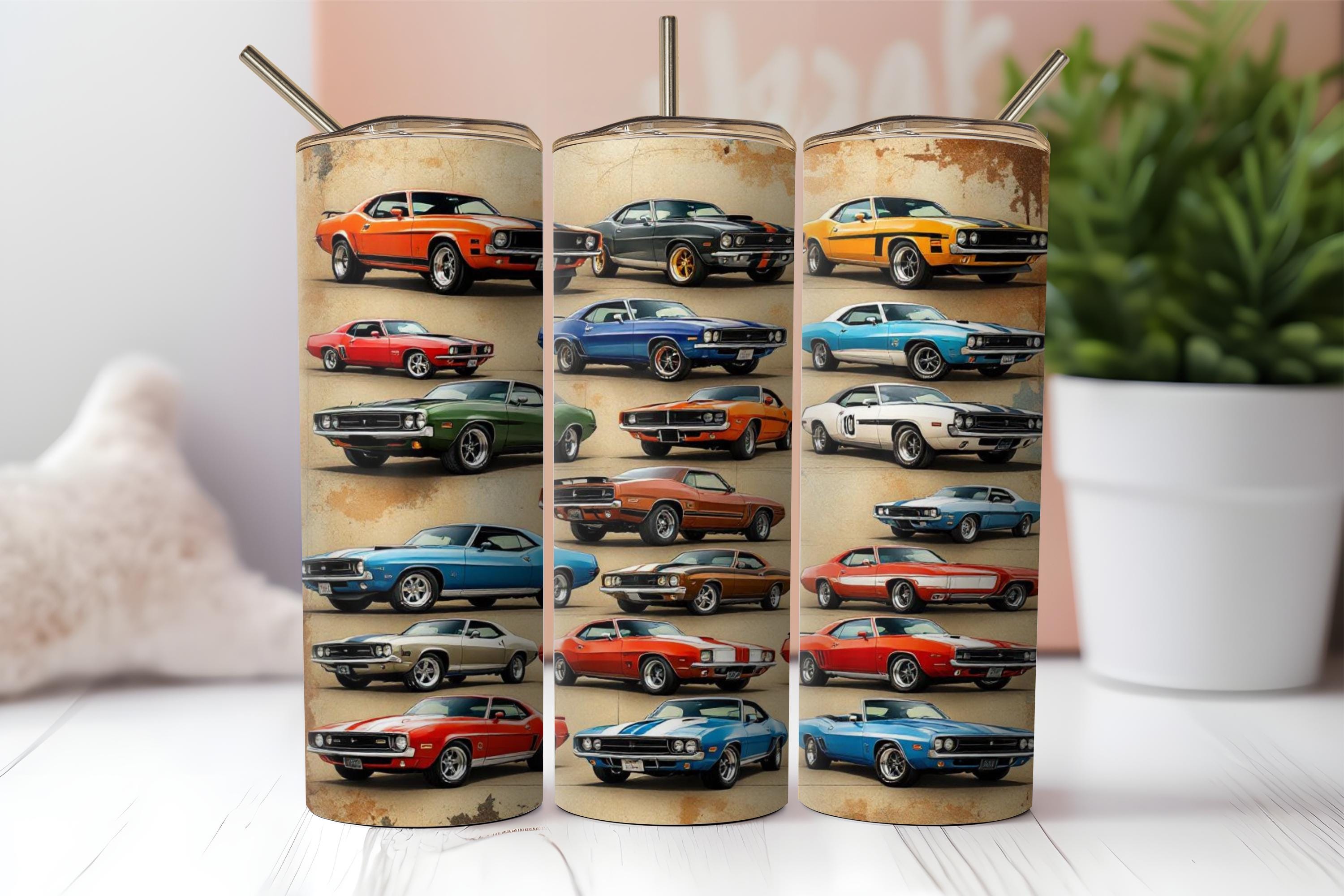 Muscle Car Tumbler Wrap, Vintage Car Design, Straight and Tapered Wrap ...