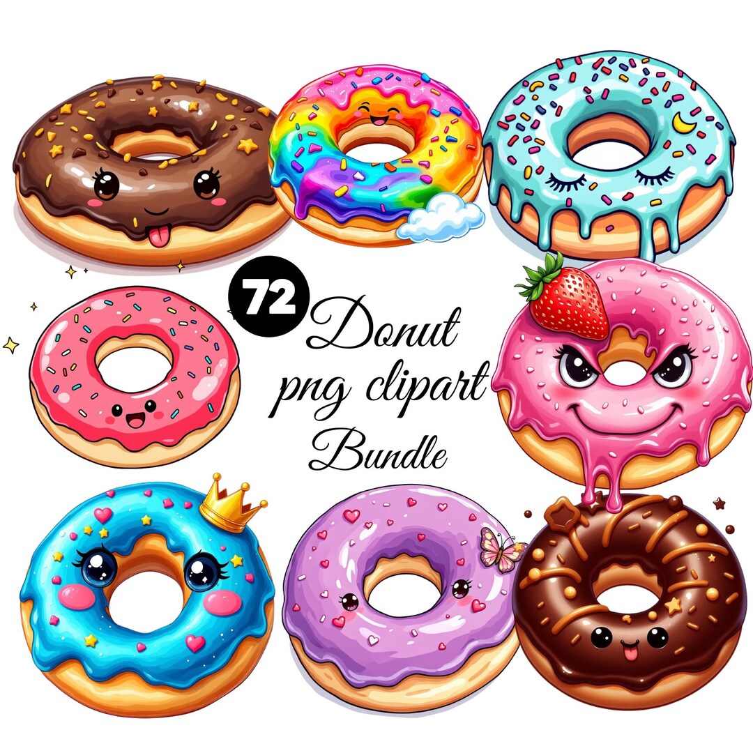 Watercolor Donuts Clipart: Bakery PNG, Party Art (digital Download) - Etsy