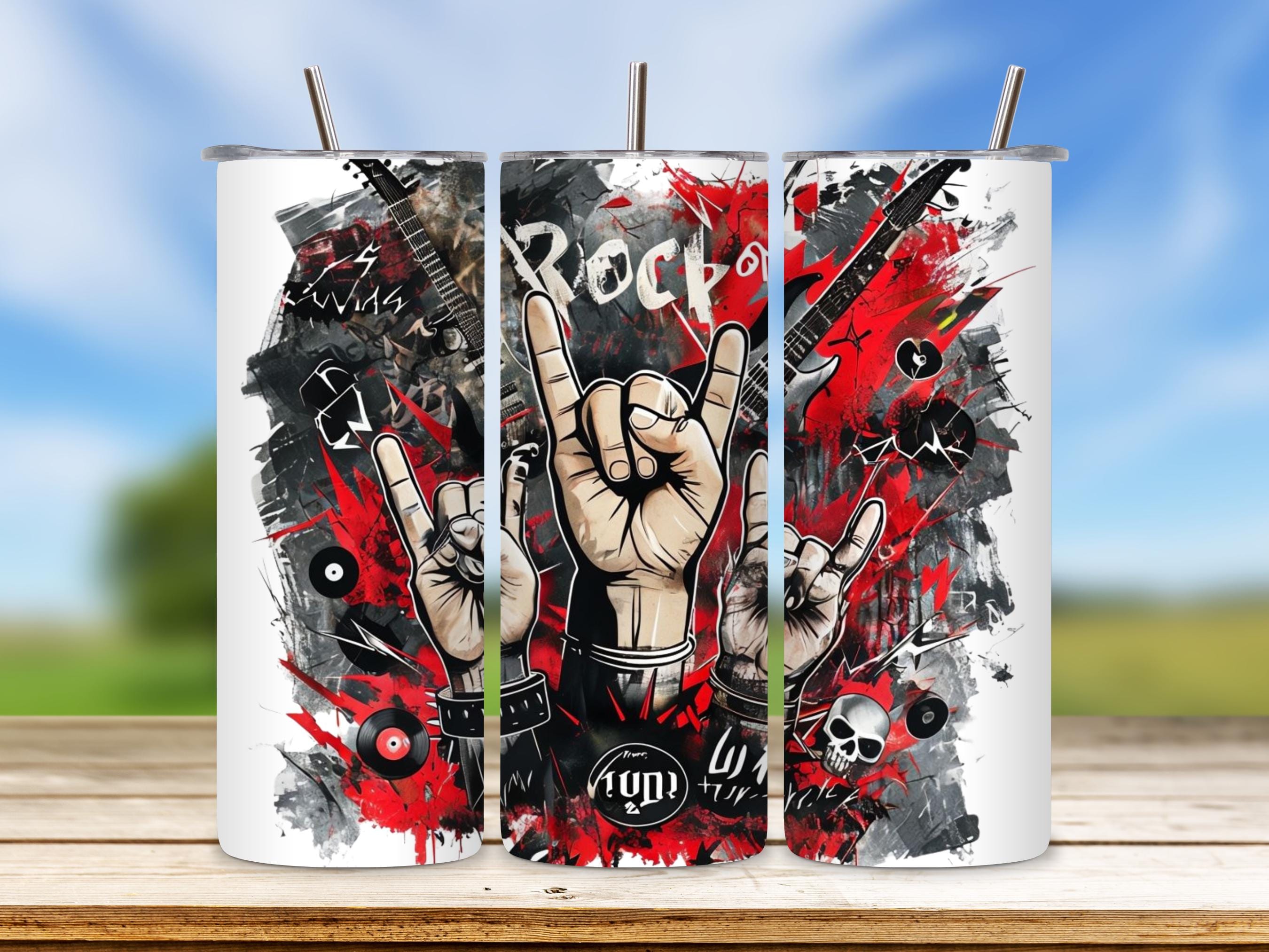 Rock Band Tumbler Wrap PNG: Heavy Metal Sublimation Design (digital ...