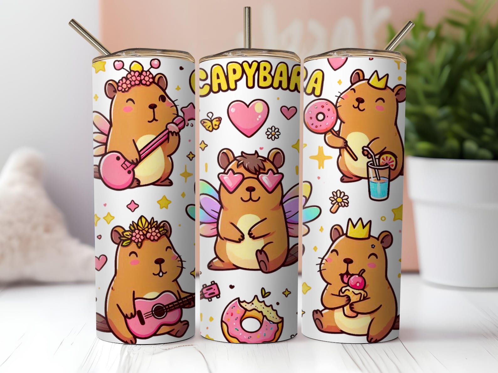 Cute Capybara Tumbler Wrap PNG, Sublimation Design (digital Download ...
