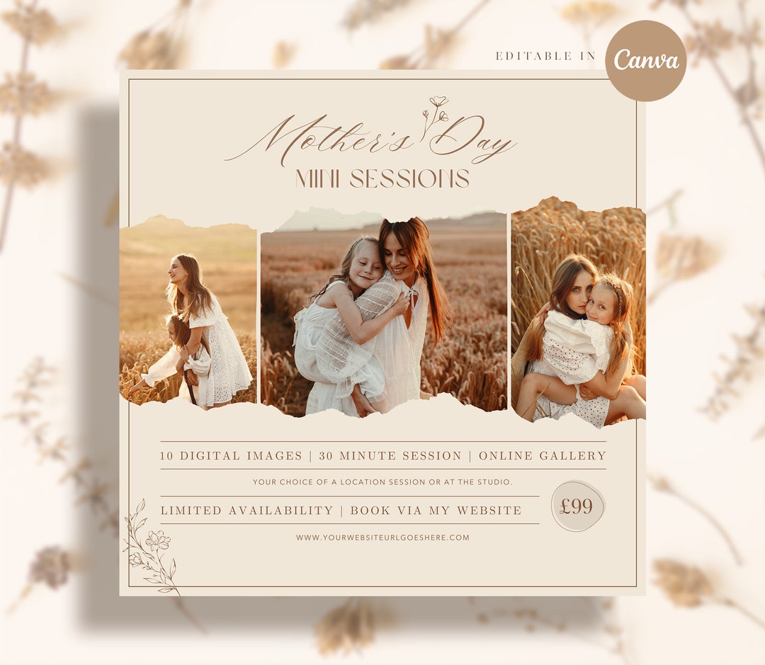 Mother's Day Mini Sessions Template, Mama and Me Minis, Photography Marketing, Family Mini ...