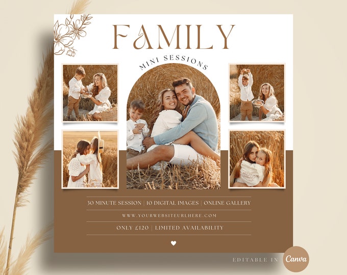 Autumn Mini Sessions Template, Family Portrait Shoot Post, Fall Outdoor ...