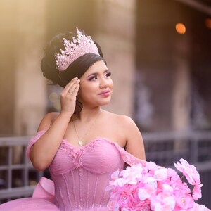Hot Pink Beaded Quinceañera Crown Fuschia Bridal Tiara - Etsy