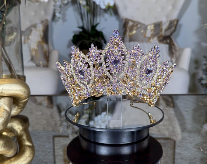 Lilac and Gold Quinceañera Crown Lilac Bridal Crown - Etsy