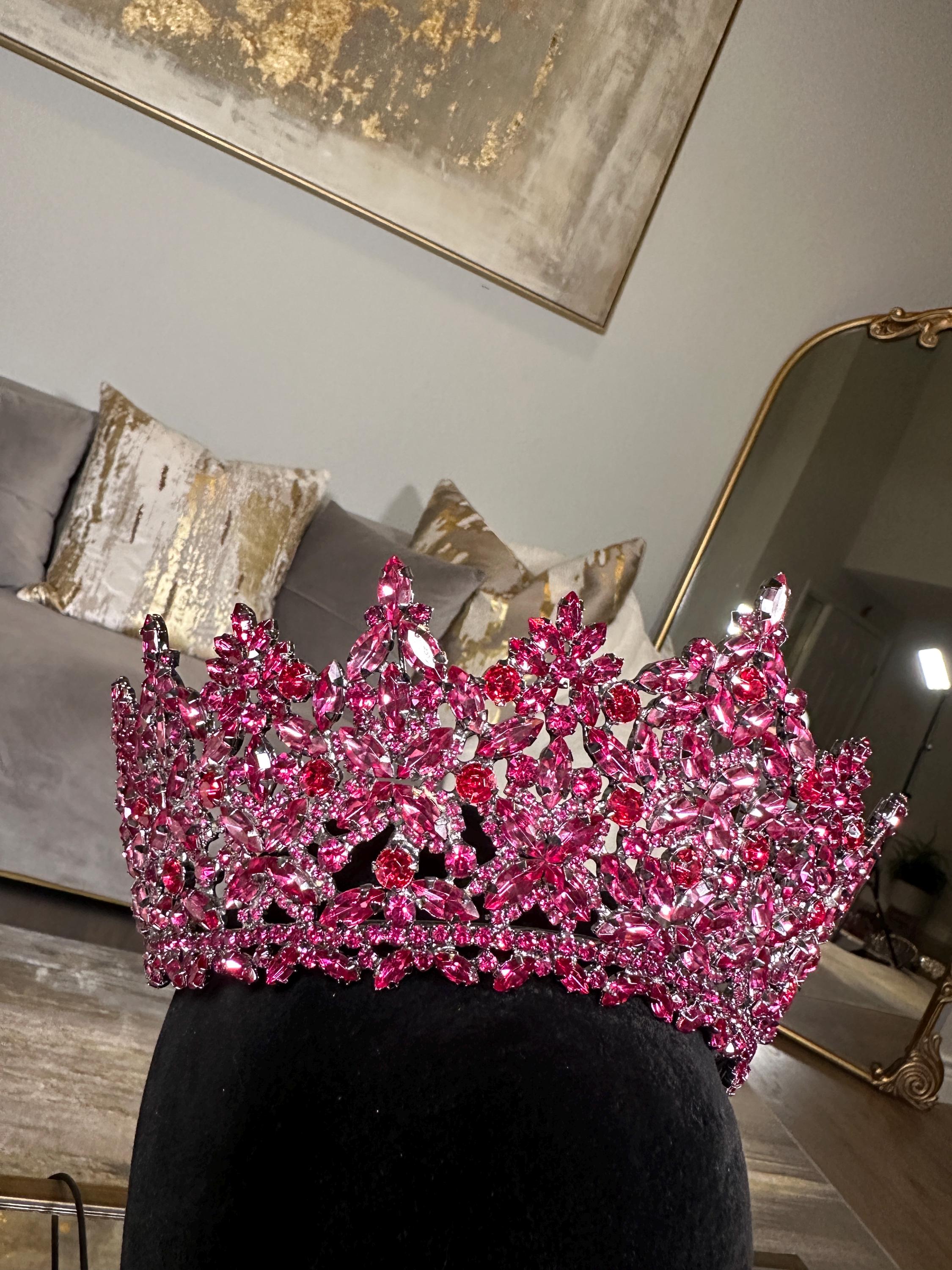 Hot Pink Quinceañera Crown Magenta Crown Bridal Tiara - Etsy