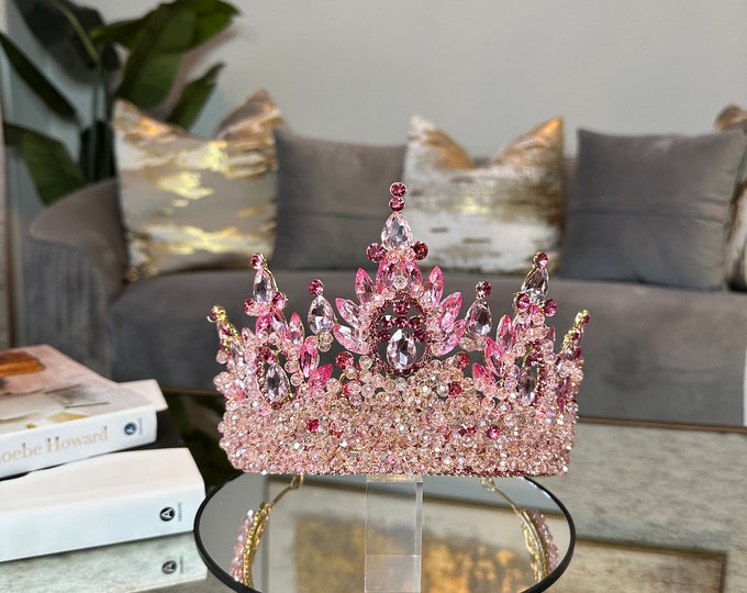 Pink Quinceañera Crown Bridal Tiara Quinceañera Tiara “magenta” - Etsy