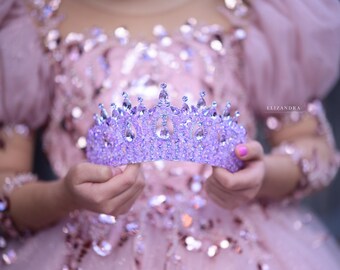 Lilac and Gold Quinceañera Crown Lilac Bridal Crown - Etsy