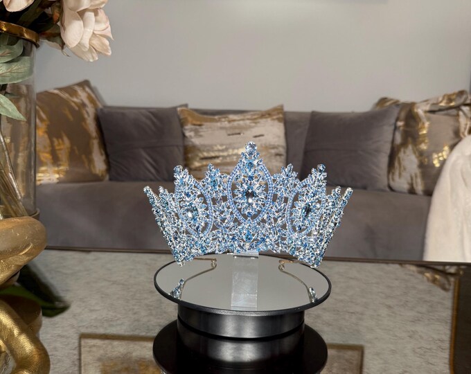 Baby Blue and Silver Quinceañera Crown Bridal Tiara - Etsy