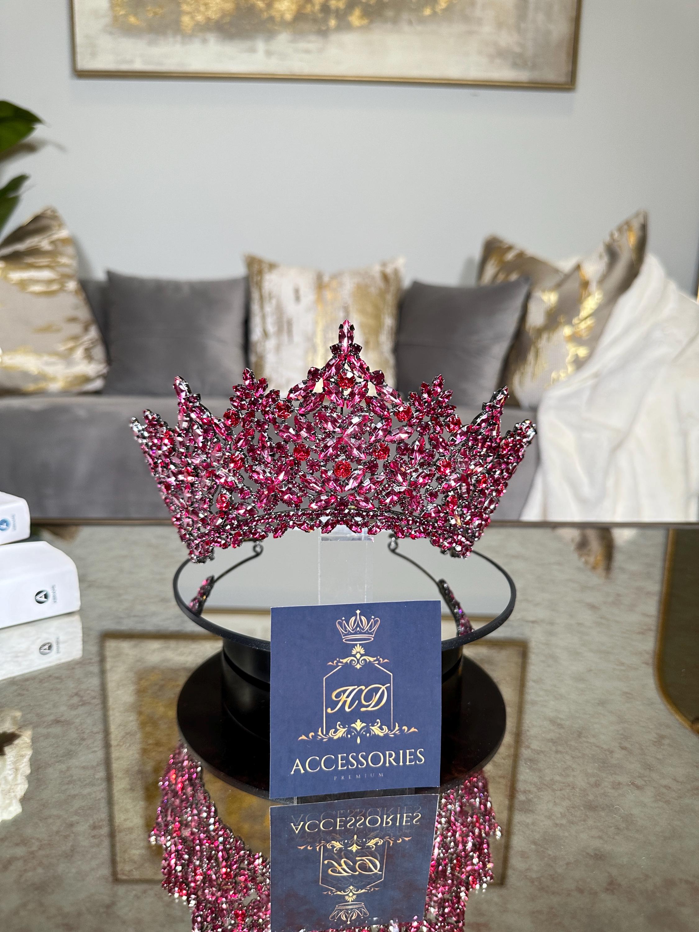 Hot Pink Quinceañera Crown Magenta Crown Bridal Tiara - Etsy