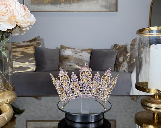 Lilac and Gold Quinceañera Crown Lilac Bridal Crown - Etsy