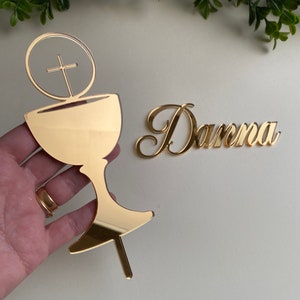 Set First Communion Cake Topper Chalice and Host Personalized Name ...