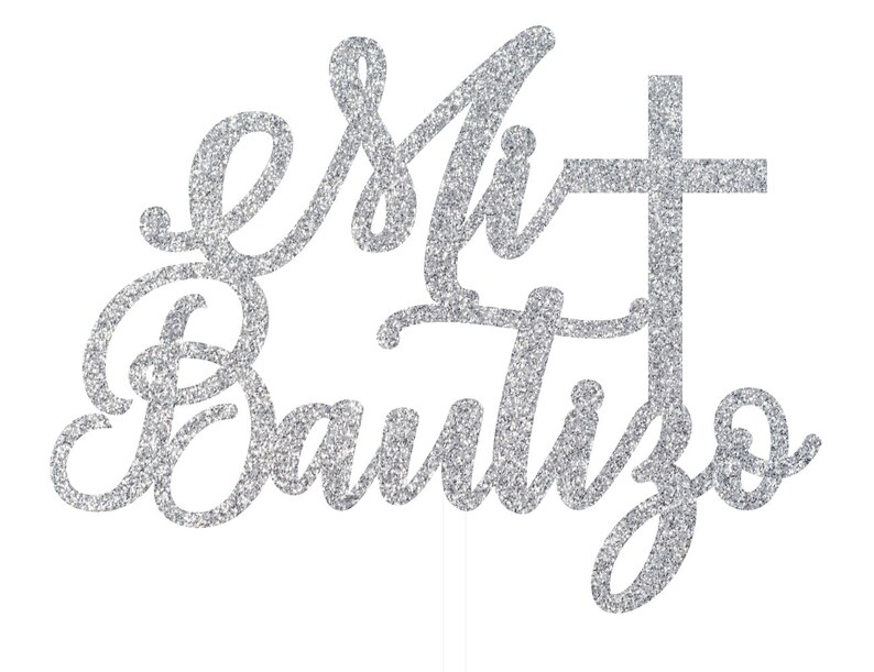 Cake Topper Mi Bautizo With Cross, Glitter Foam Cardstock Cake Topper ...