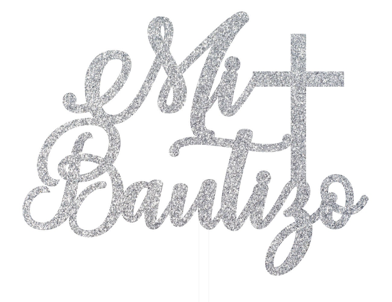 Cake Topper Mi Bautizo With Cross, Glitter Foam Cardstock Cake Topper ...